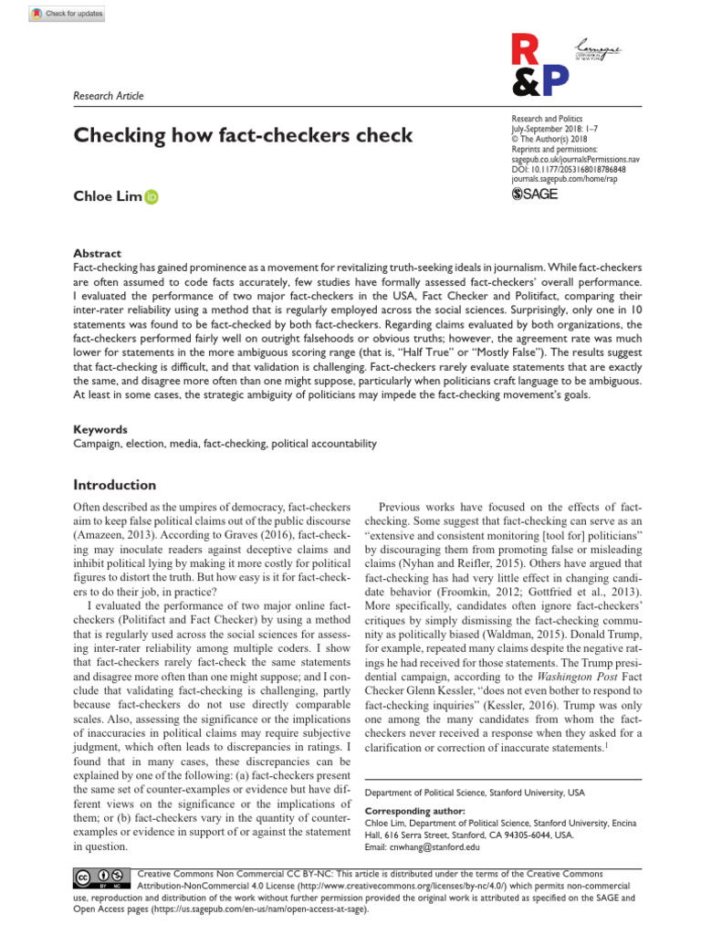 Checking How Fact-Checkers Check | PDF | Human Communication