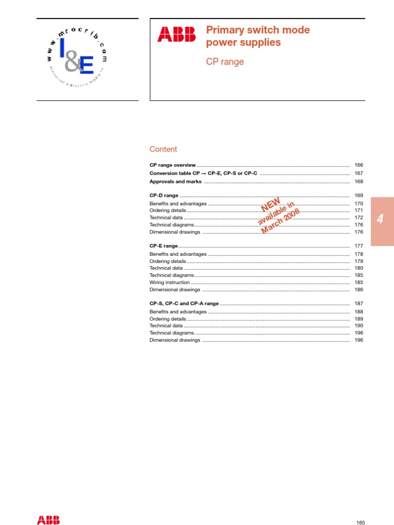 ABB Primary Switch Mode, Power Supplies, CP Range | PDF | Power Supply ...