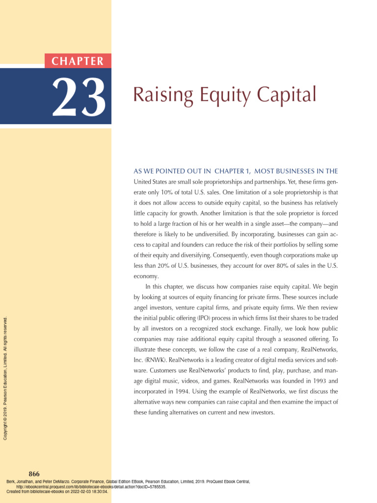 Chapter 23 Raising Equity Capital | PDF | Corporate Finance | Venture ...