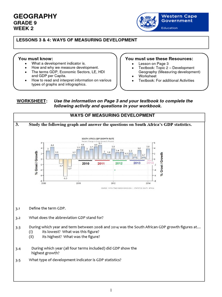GRADE 09 LESSONS_WEEK 2_WAYS OF MEASURING DEVELOPMENT | PDF | Gross ...