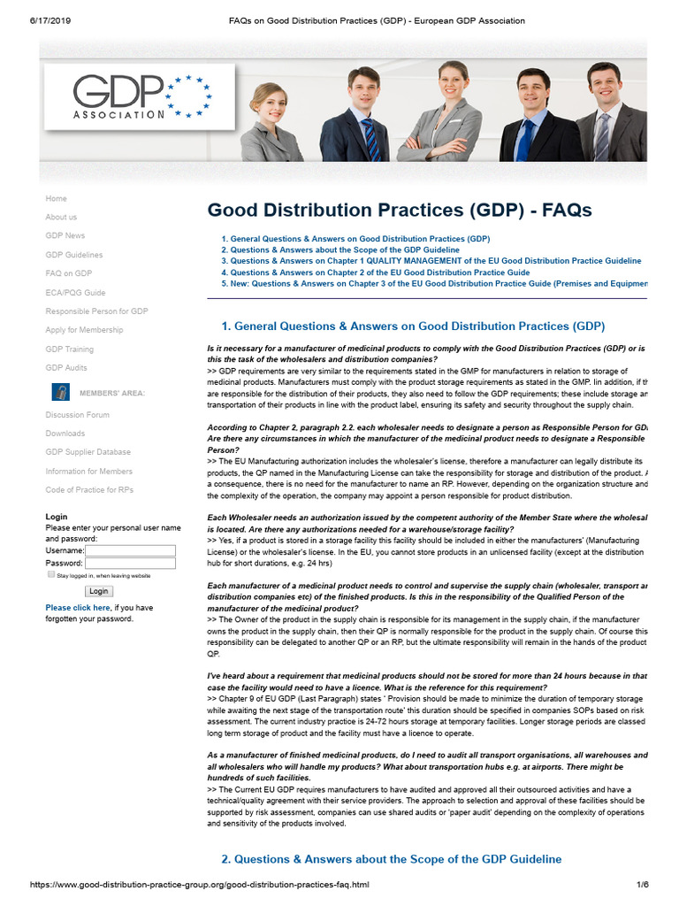 FAQs On Good Distribution Practices (GDP) - European GDP Association ...
