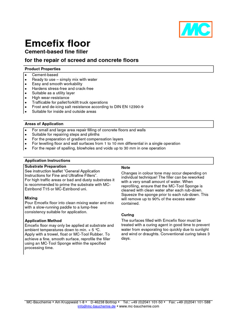 Emcefix Floor - En | PDF | Concrete | Information