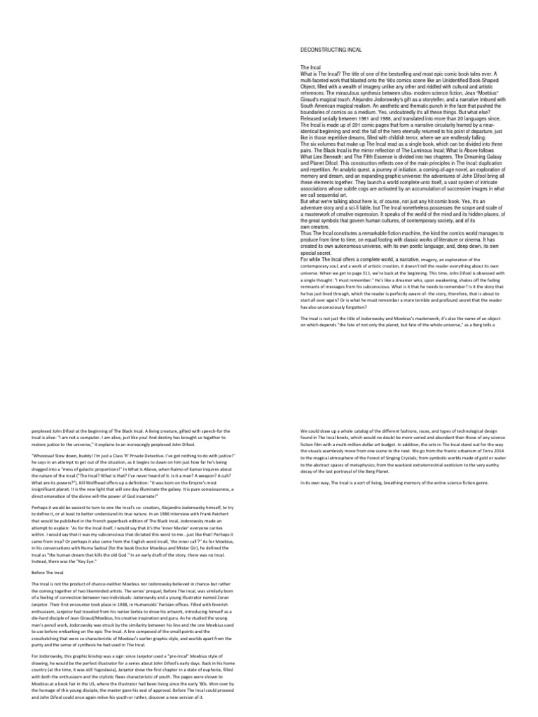 DECONSTRUCTING INCAL Booklet | PDF | Young Adult