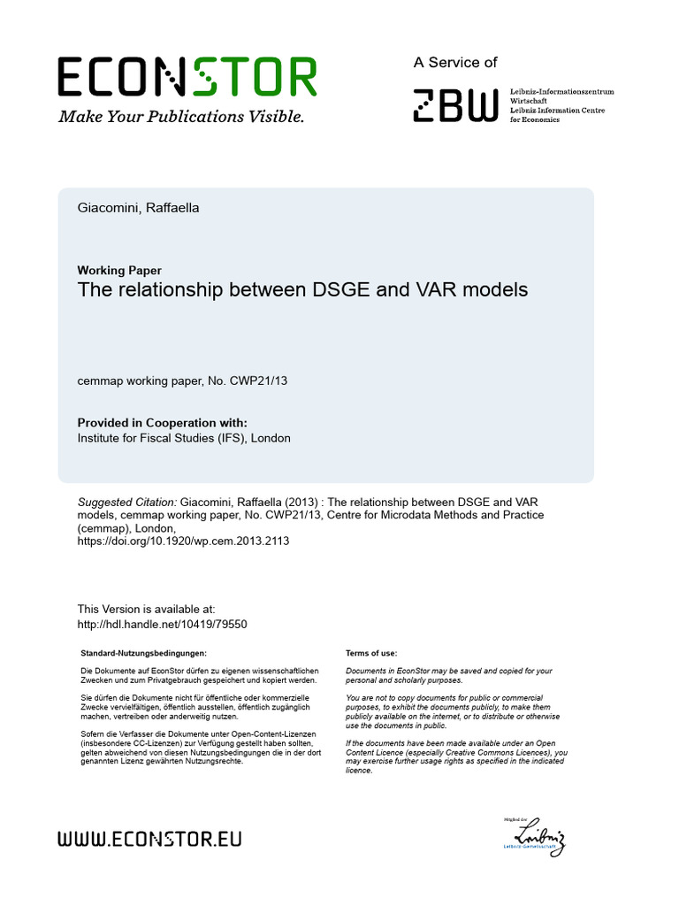 2013 - The Relationship Between DSGE and VAR Models | PDF | Vector ...