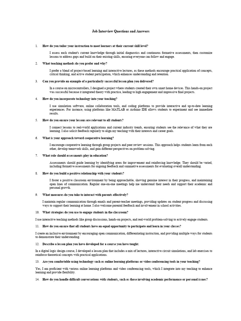 Interview Strategies for Educators | PDF | Educational Assessment ...