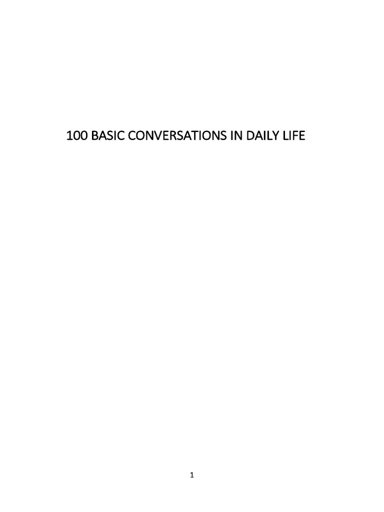 100 Basic English Conversations PDF | PDF | Lifestyle