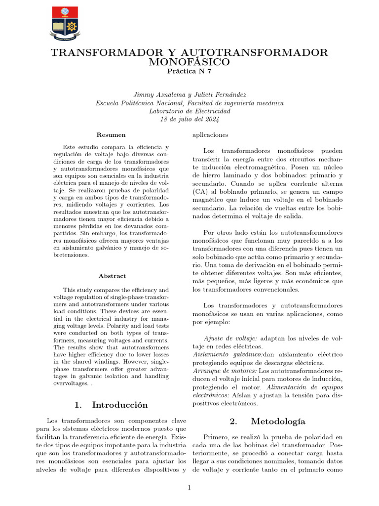 practica_7_TRANSFORMADORES (1) | PDF | Transformador | Energia electrica