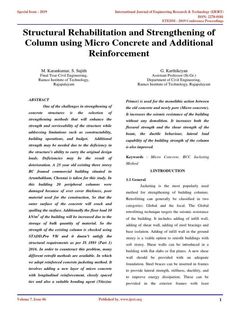 Structural Rehabilitation and Strengthening of Column Using Micro ...