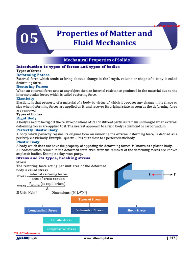 Mechanical Properties of Solids | PDF | Deformation (Engineering) | Elasticity (Physics)