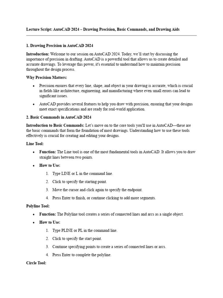 Autocad - Lesson 2 - Basic Commands and Drawing Aids | PDF | Circle ...