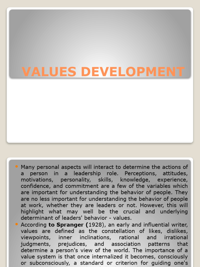 Lecture 3 Values Development | PDF | Leadership | Rationality
