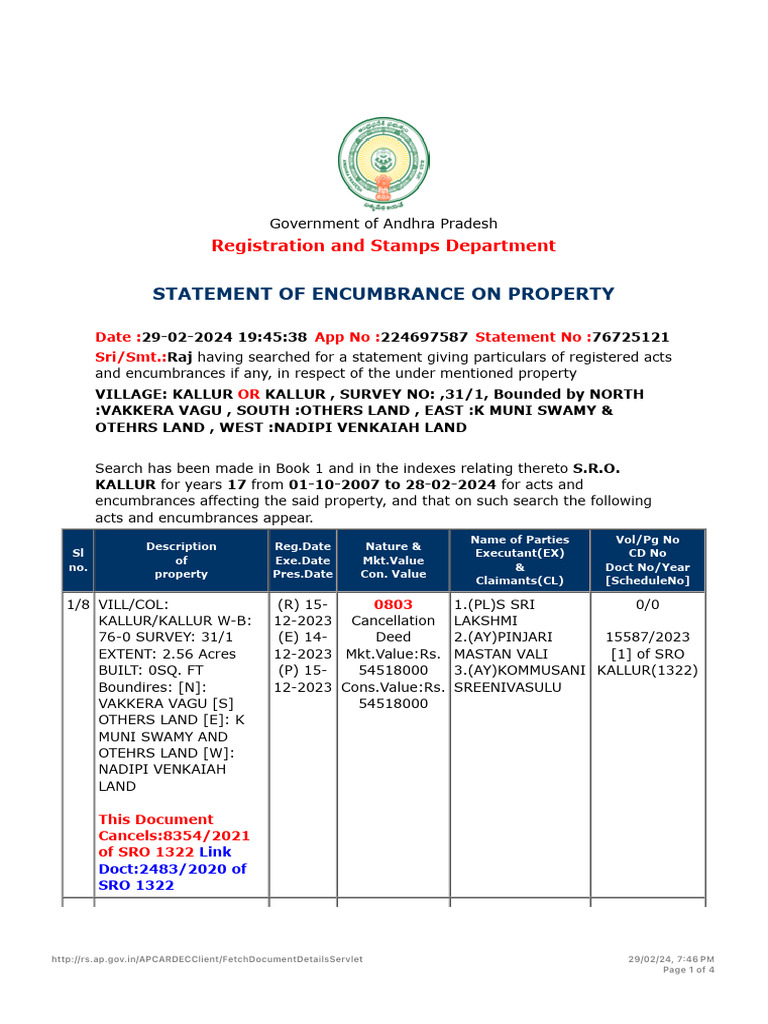 Cancellation ENCUMBRANCE FORM | PDF | Property Law | Natural Resources Law