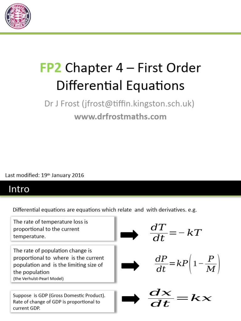 FP2 Chp4 FirstOrderDifferentialEquations | PDF | Equations | Differential Equations