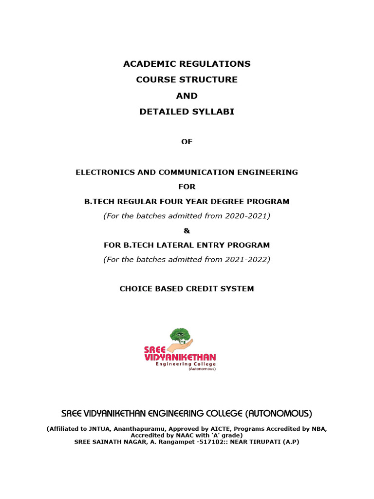 SVEC 20 B Tech ECE Syllabus | PDF | Engineering | Massive Open Online Course