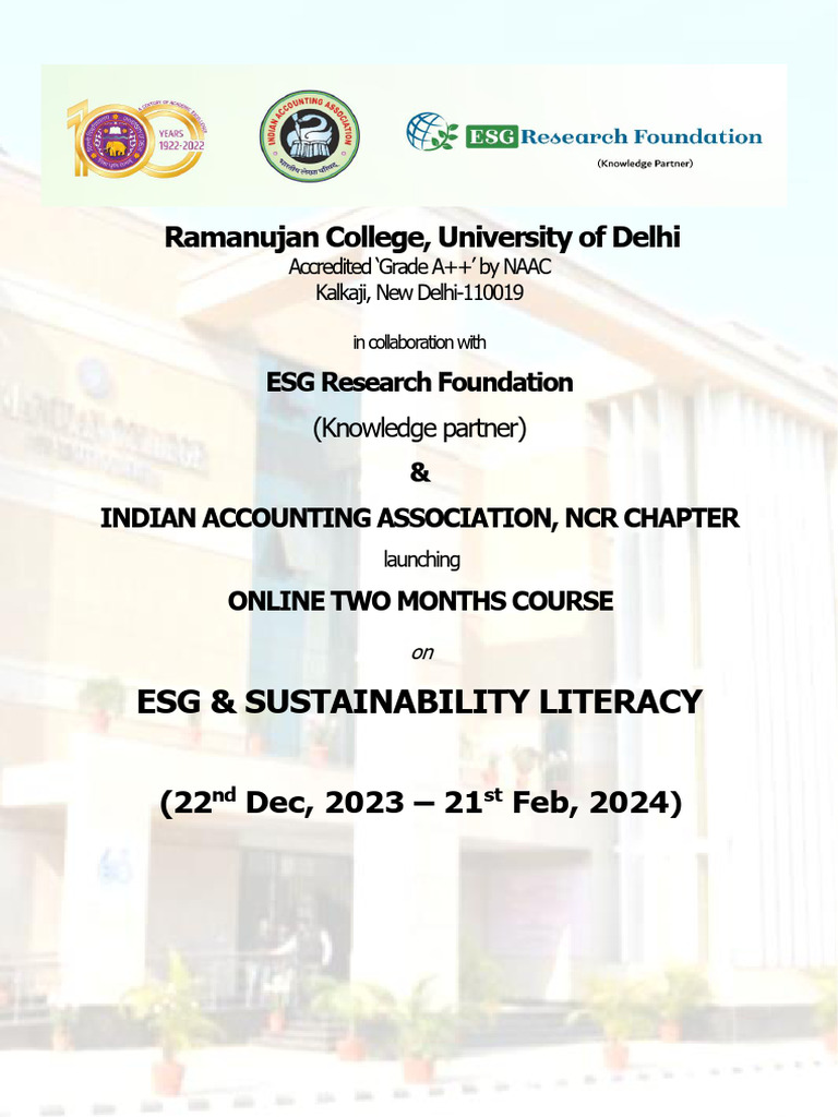 ESG Sustainability Literacy Course Brochure Dec 2023 | PDF ...
