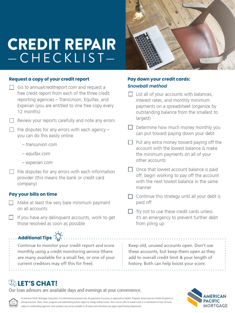 Credit Repair Checklist Fillable | PDF | Credit Card | Credit History