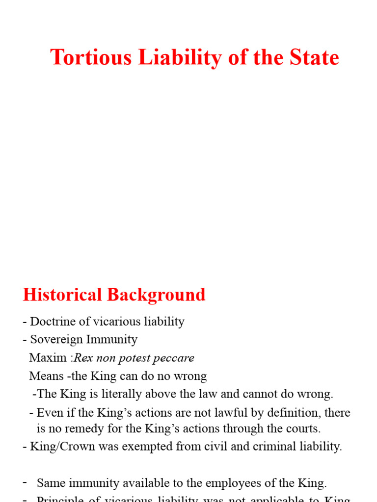 State Tortious Liability | PDF | Tort | Sovereign Immunity