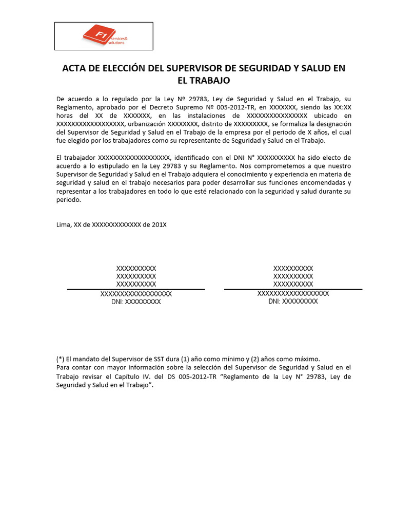 SC Acta de Elección Del Supervisor de SST | PDF