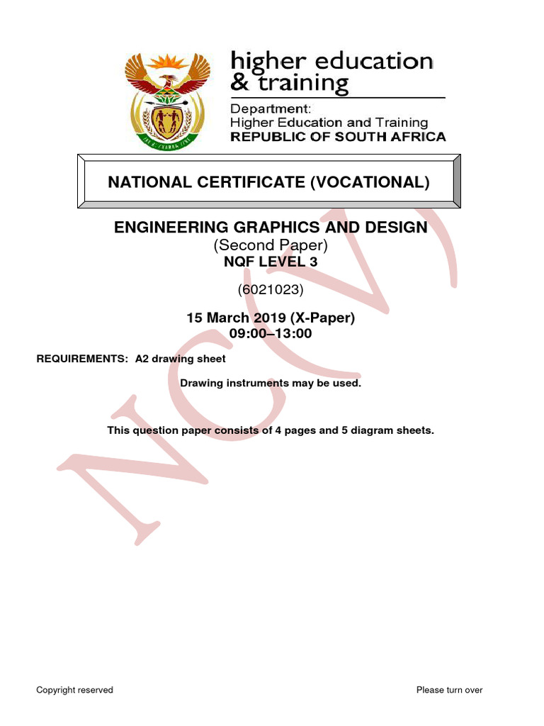 Nc1120 - Engineering Graphics and Design l3 p2 QP Supp 2019 Signed Off ...