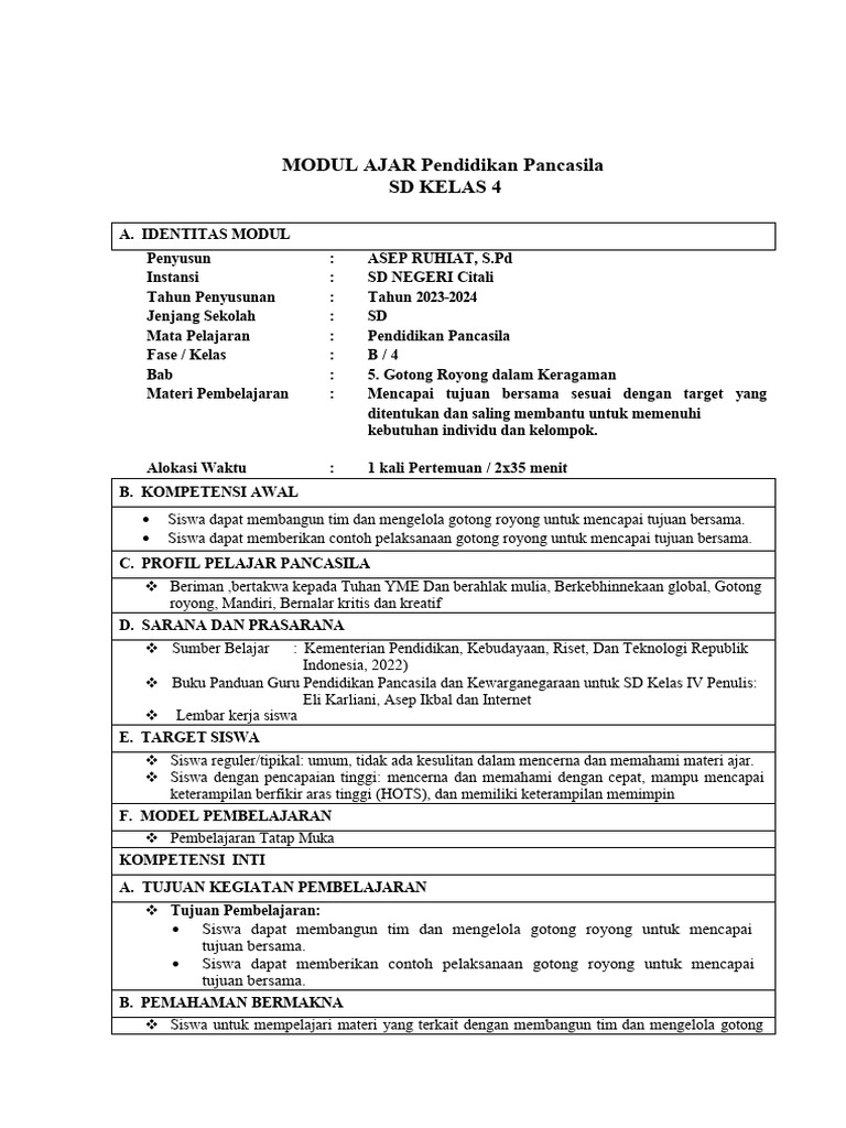 Modul Ajar Pak Asep | PDF | Karier & Perkembangan | Pengembangan Diri