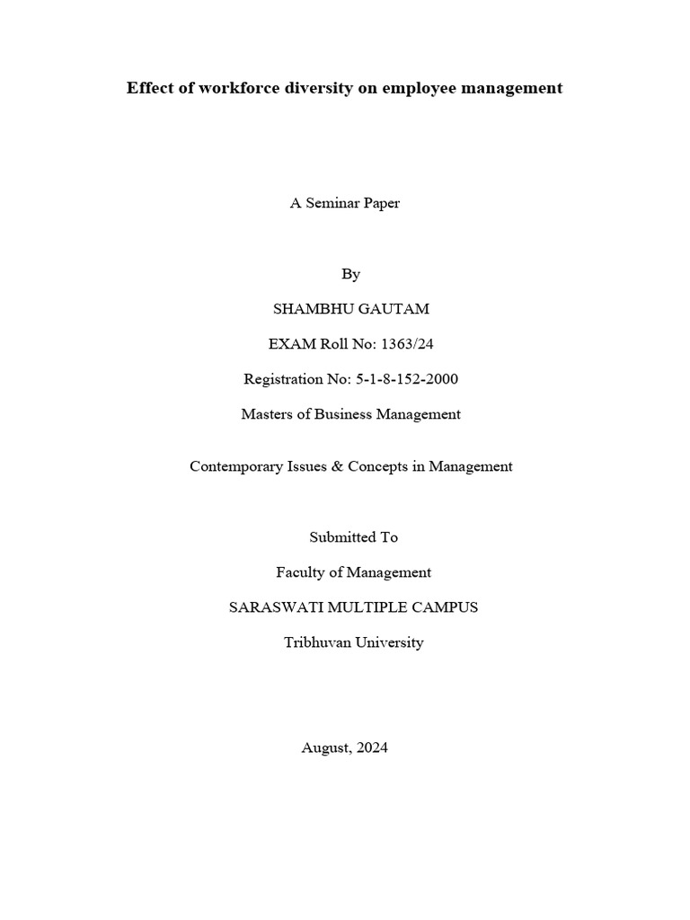 Effect of Workforce Diversity On Employee Management For Seminar | PDF ...