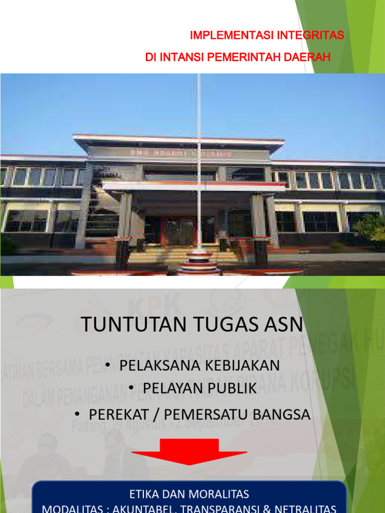 IMPLEMENTASI INTEGRITAS DI PEMERINTAHN DAERAH-compressed | PDF | Bisnis