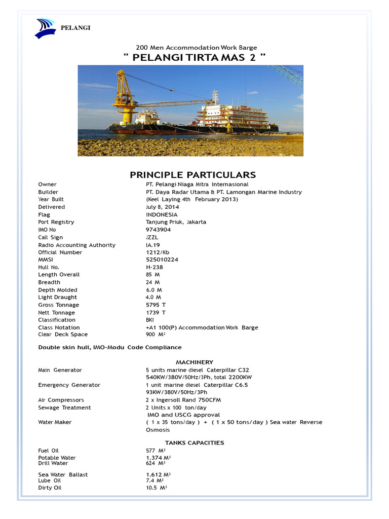 Ship Particular AWB Pelangi Tirta Mas 2 | PDF | Very High Frequency ...