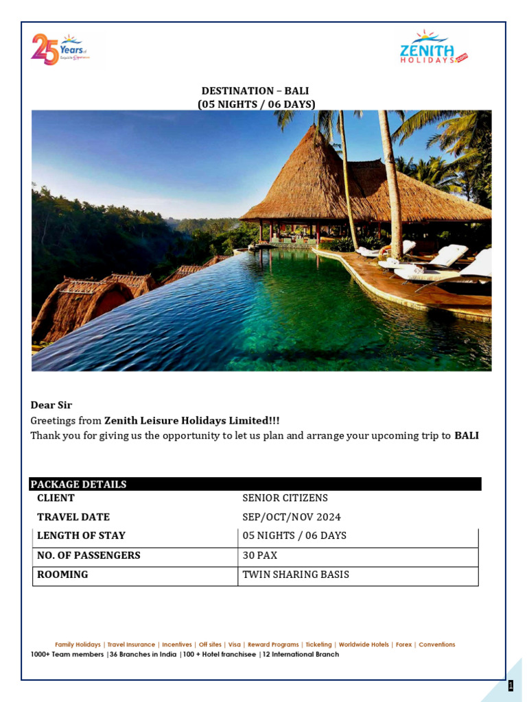 05 Nights Bali Aayu Package | PDF | Bali | Fee