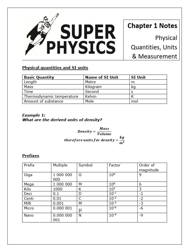 C1 Physical Quantities Units and Measurement Notes | PDF | Velocity ...