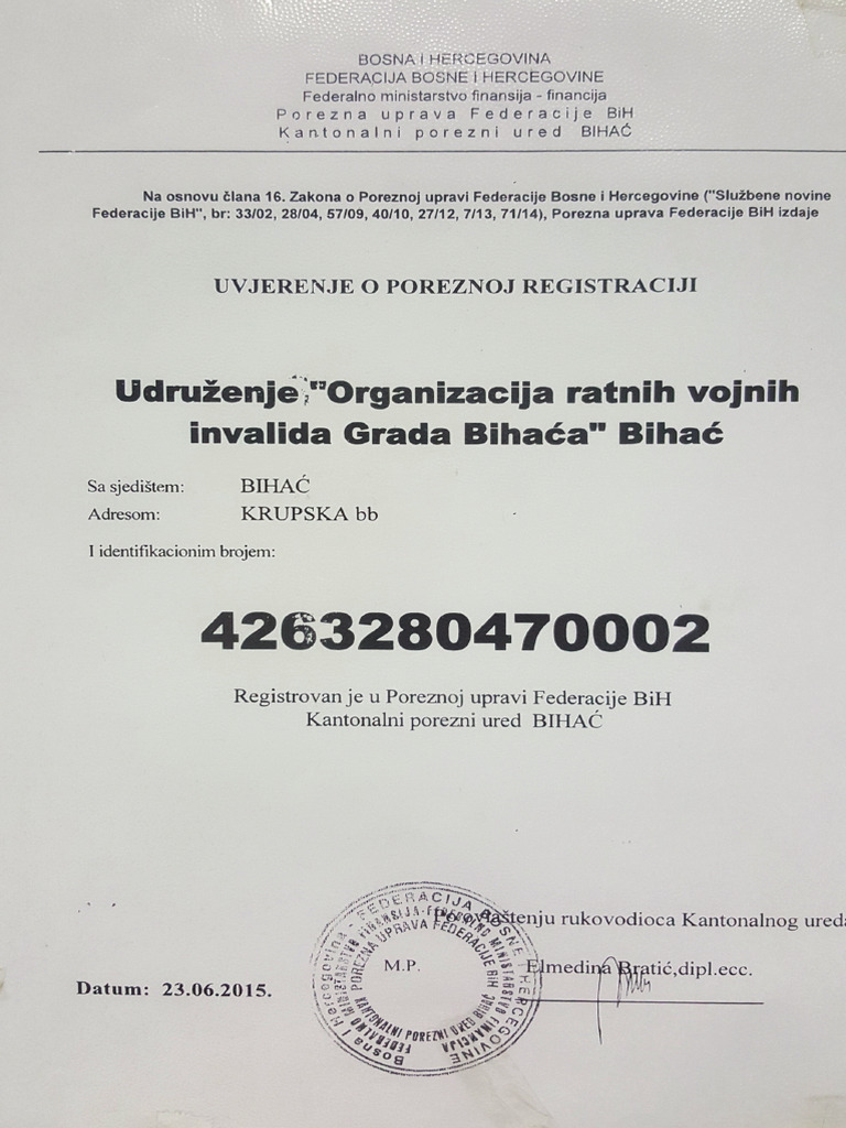 Id Broj Rvi Bihać | PDF