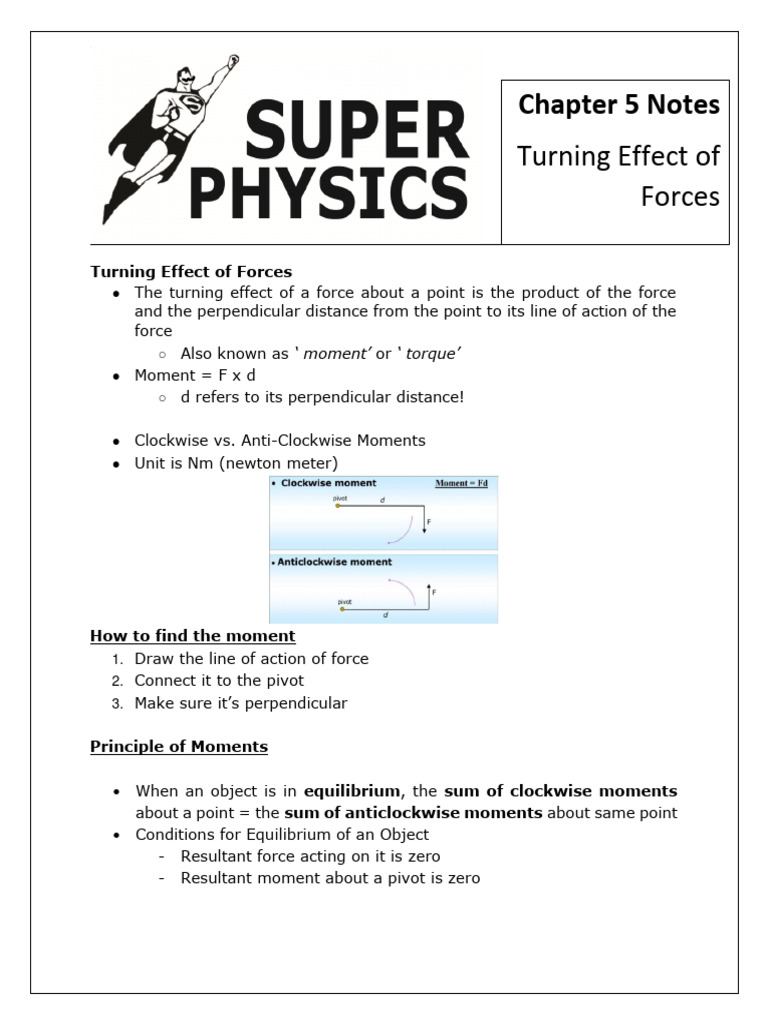C5-Turning-Effect-of-Forces-Notes | PDF | Center Of Mass | Potential Energy