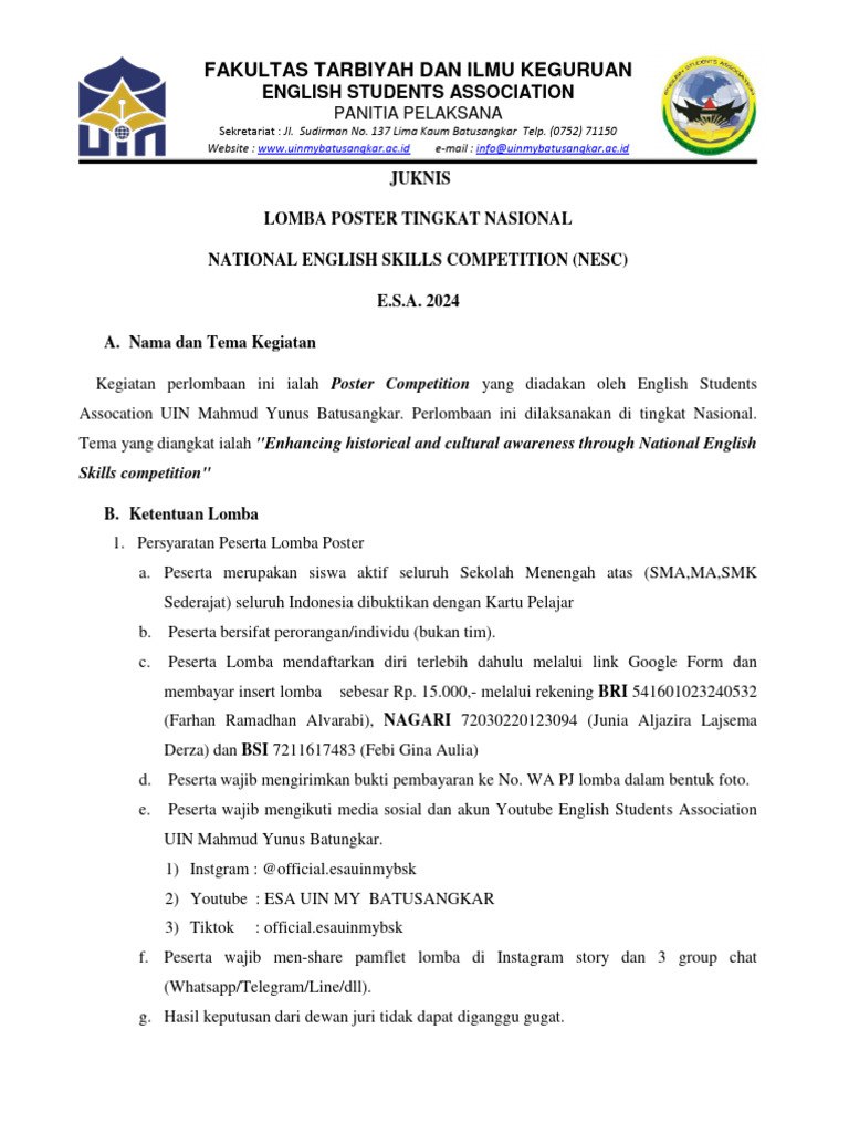 Juknis Poster Sma Nesc 2024 | PDF