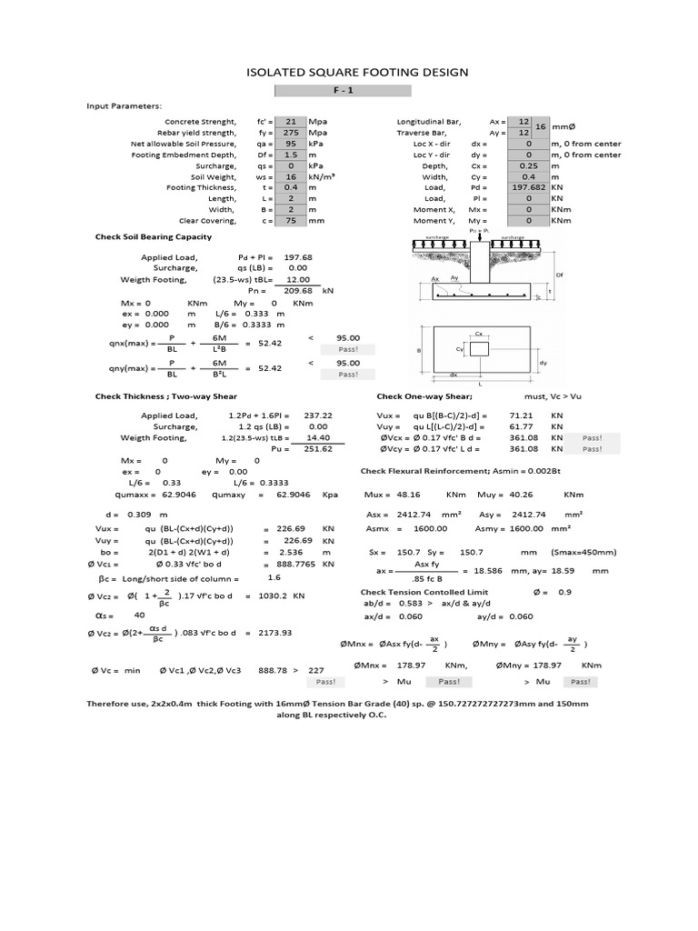 Footing Design | PDF | Pressure | Concrete