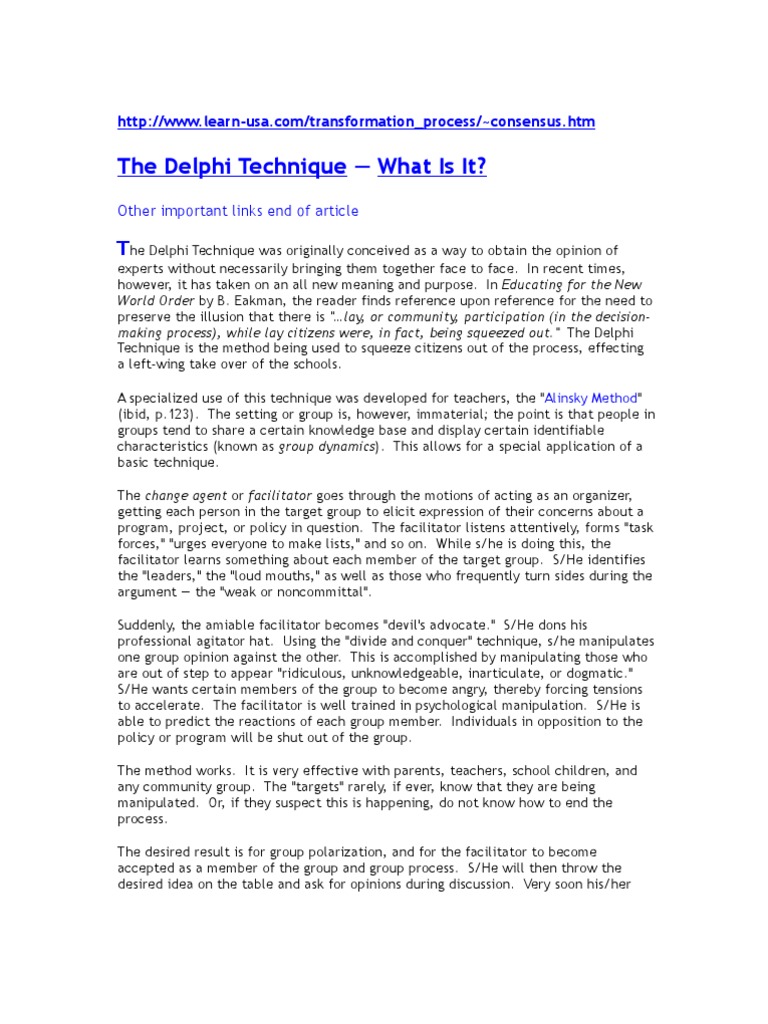 The Delphi Technique-What It Is-More Details | Facilitator | Education ...