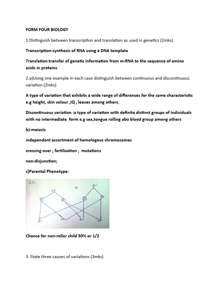 Biology F4 MS 1 | PDF | Genetics | Genetic Variation