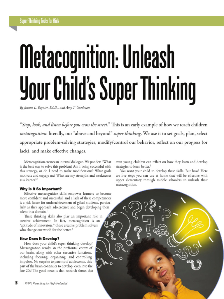 Metacognition Unleash Your CH | PDF | Metacognition | Thought
