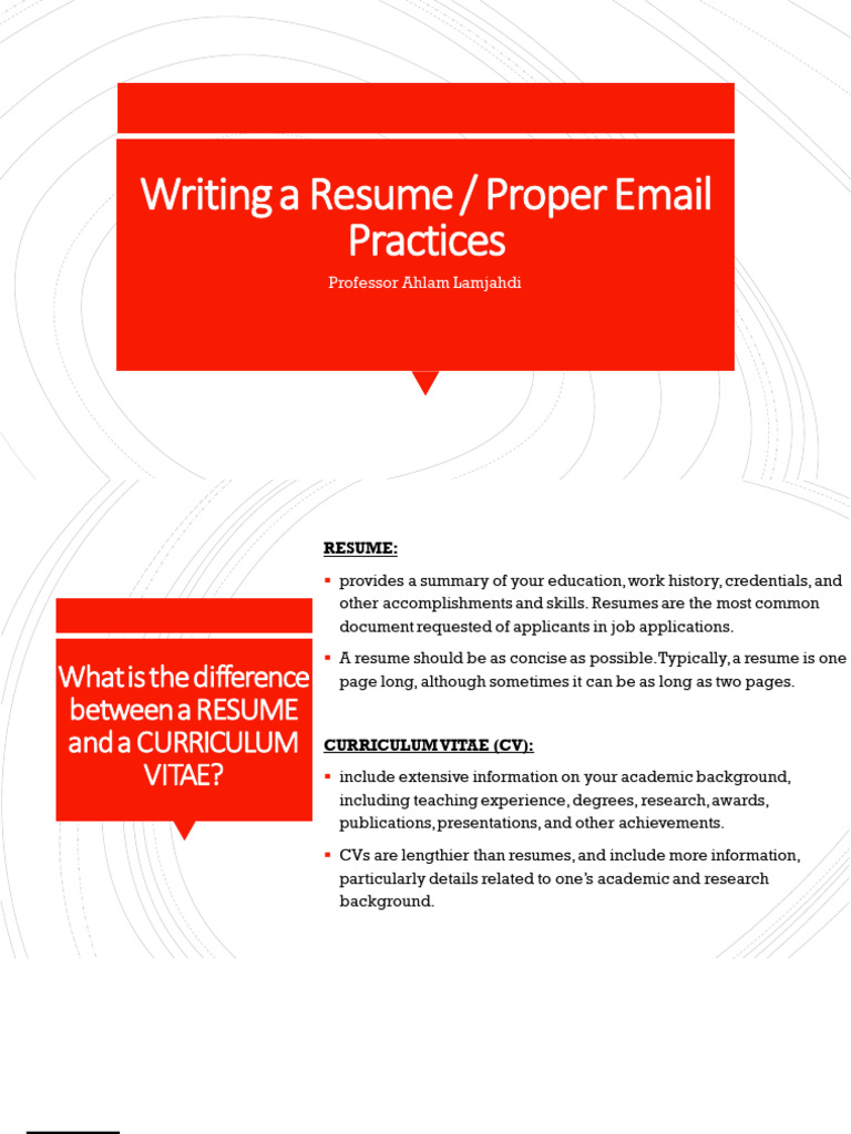 writing_a_resume-proper_email_practices | PDF | Résumé