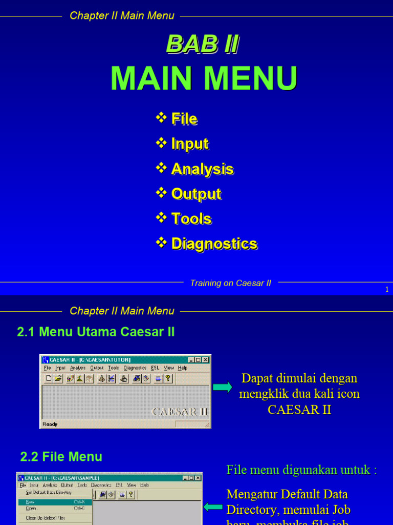Menu Utama CAESAR II: Panduan Lengkap | PDF