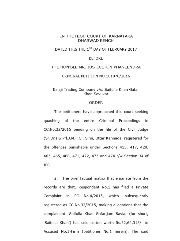 Imp - Case Is Maintainable Before Evidence Is Done in Another Court - CRLP101070-201601-02-201 ...