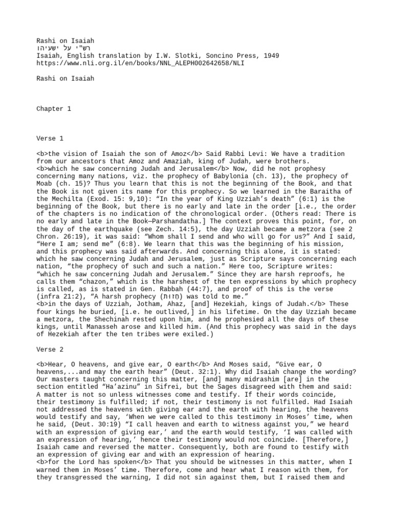 Rashi's Commentary on Isaiah | PDF | Isaiah