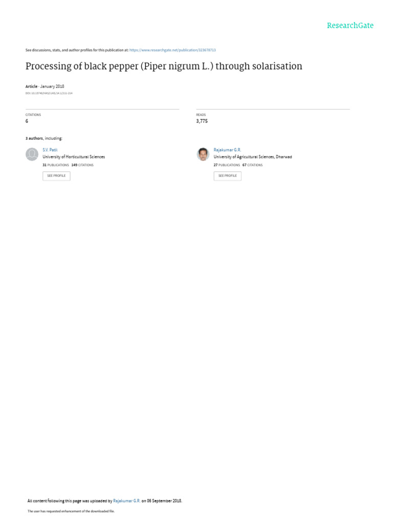 Processing of Black Pepper Piper Nigrum L Through | PDF | Black Pepper