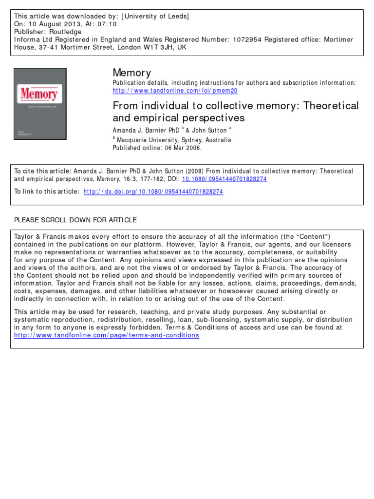 barnier2008 | PDF | Memory | Recall (Memory)