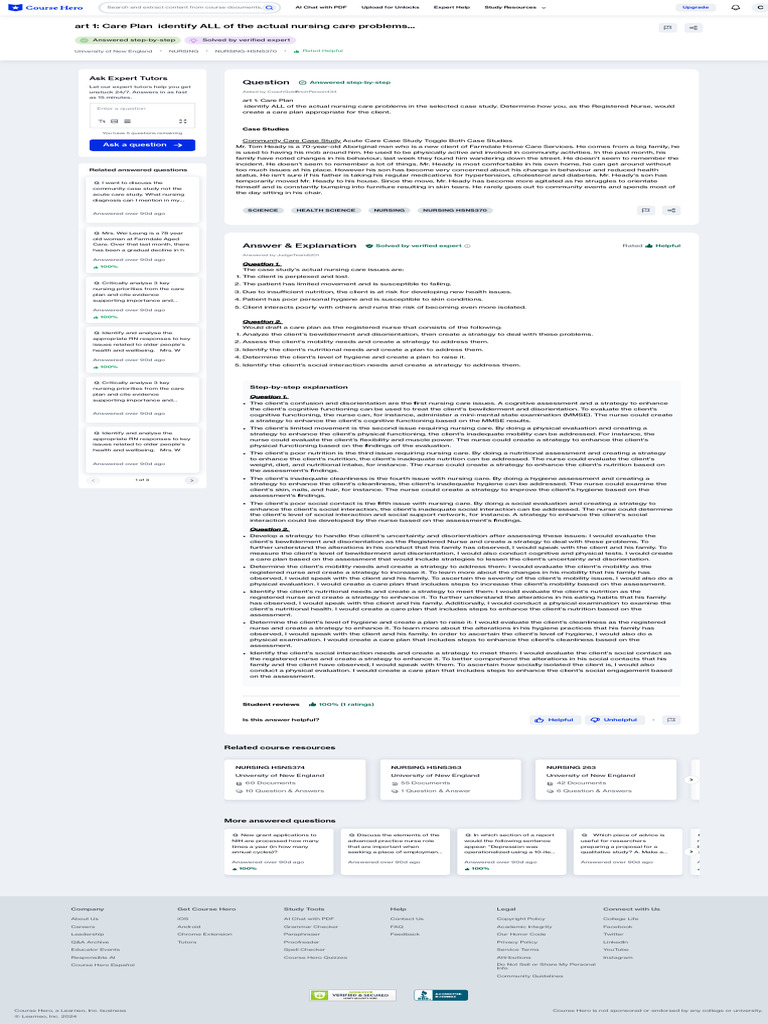 (Solved) Art 1 - Care Plan Identify ALL of The Actual Nursing Care ... (Solved) Art 1 - Care Plan Identify ALL of The Actual Nursing Care ...