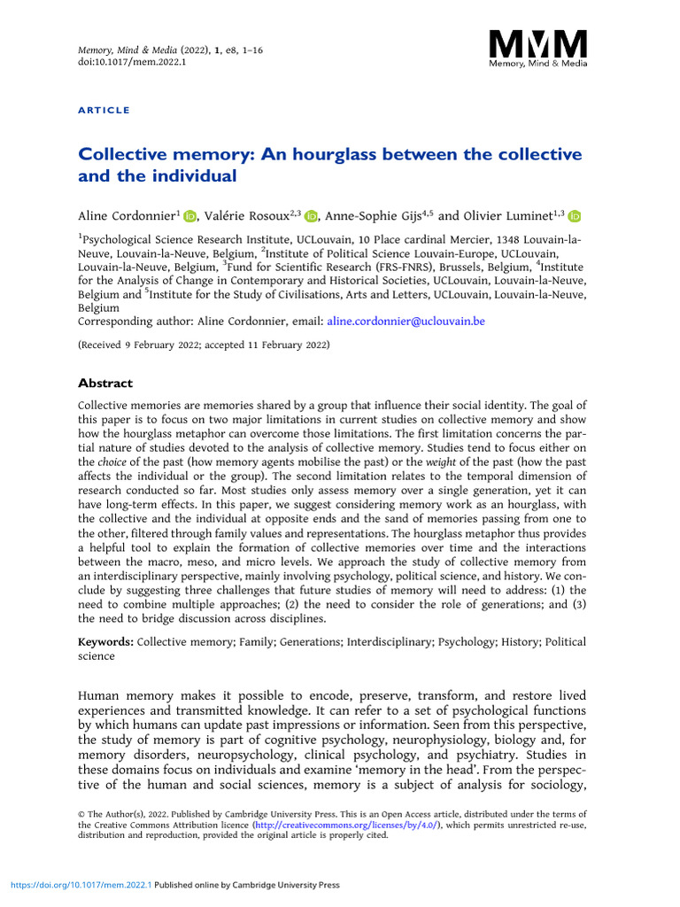 Div Class Title Collective Memory An Hourglass Between The Collective ...