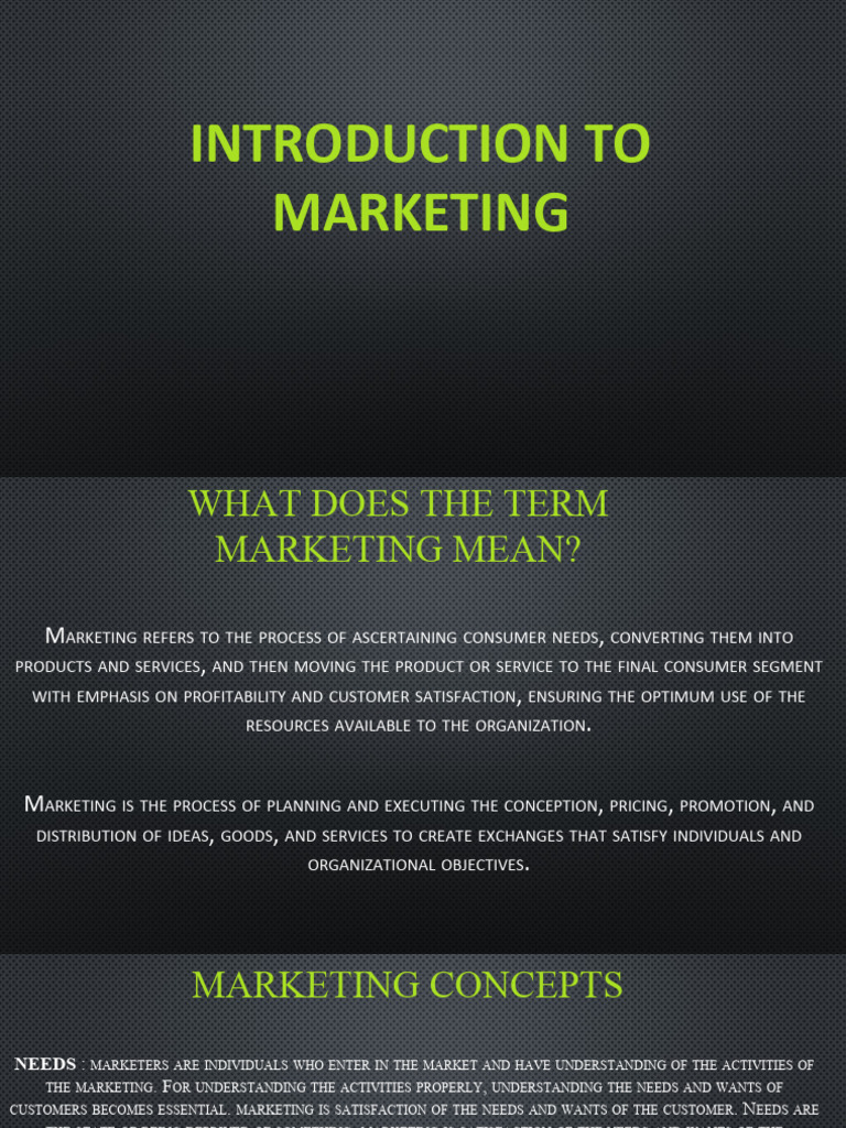 Introduction To Marketing | PDF | Marketing | Product (Business)
