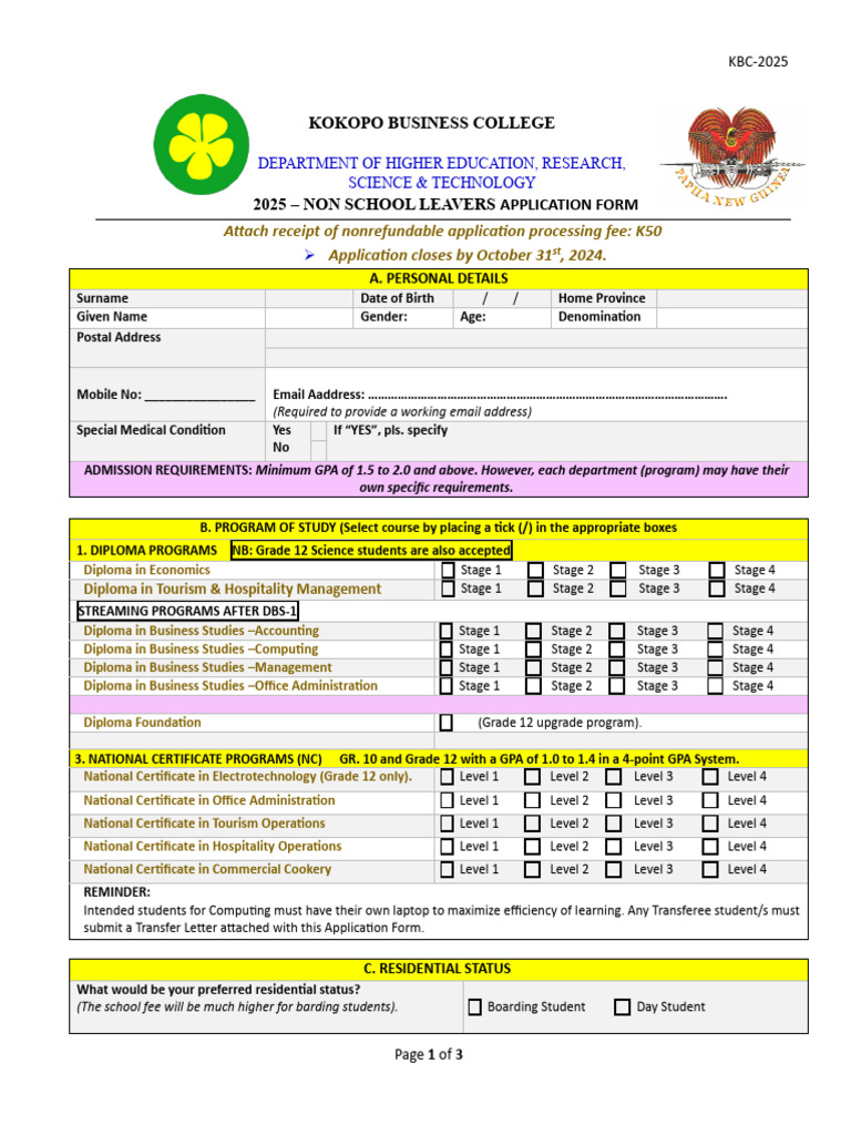 KBC Non-School Leavers Application 2025 | PDF | Career & Growth