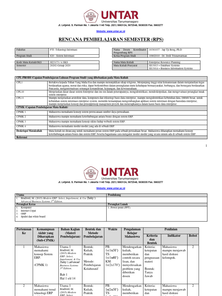 RPS Enterprise Resource Planning - SI23173 - (Pak Jap) | PDF | Seni | Komputer