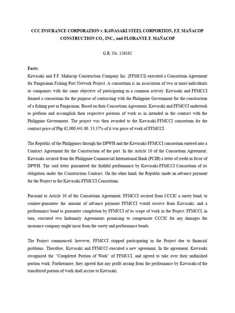 CCC Insurance Corp V Kawasaki | PDF | Surety | Guarantee