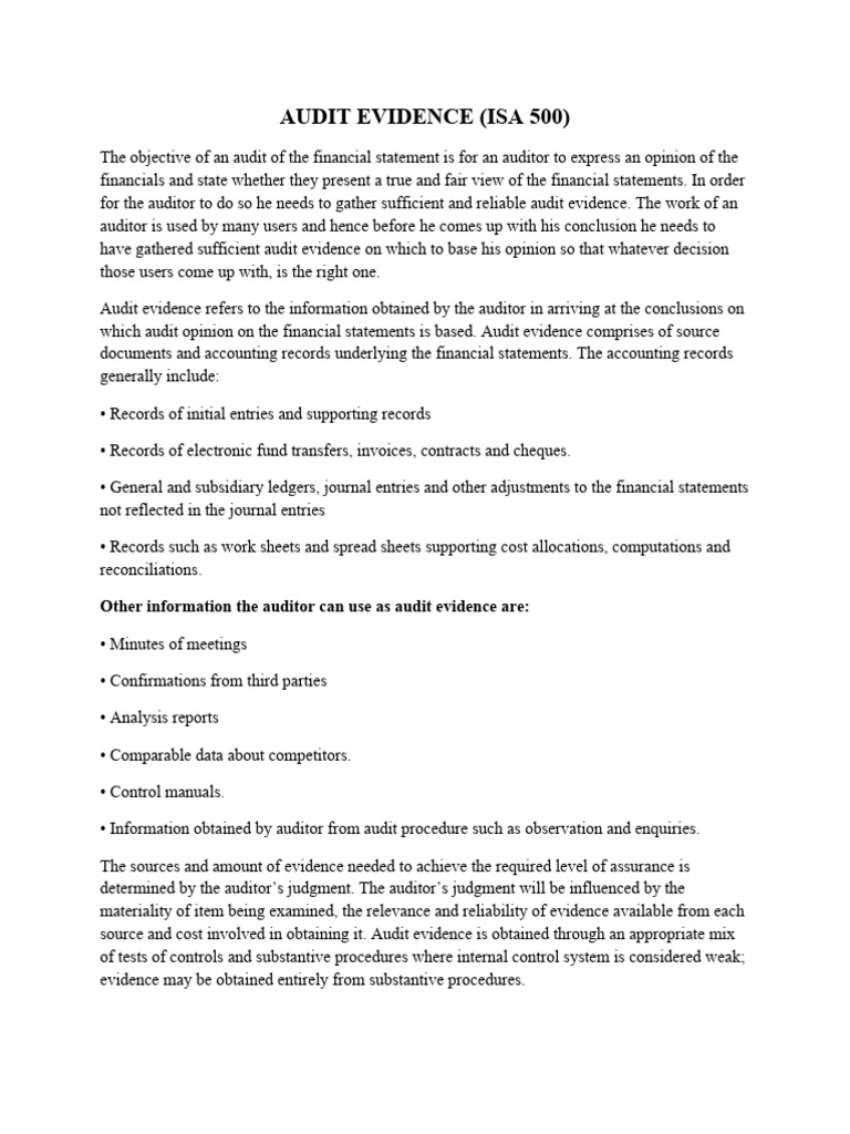 Audit Evidence | PDF | Audit | Financial Audit