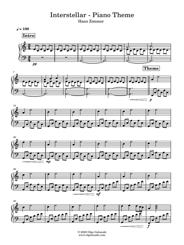 Interstellar Piano Sheet Music | PDF